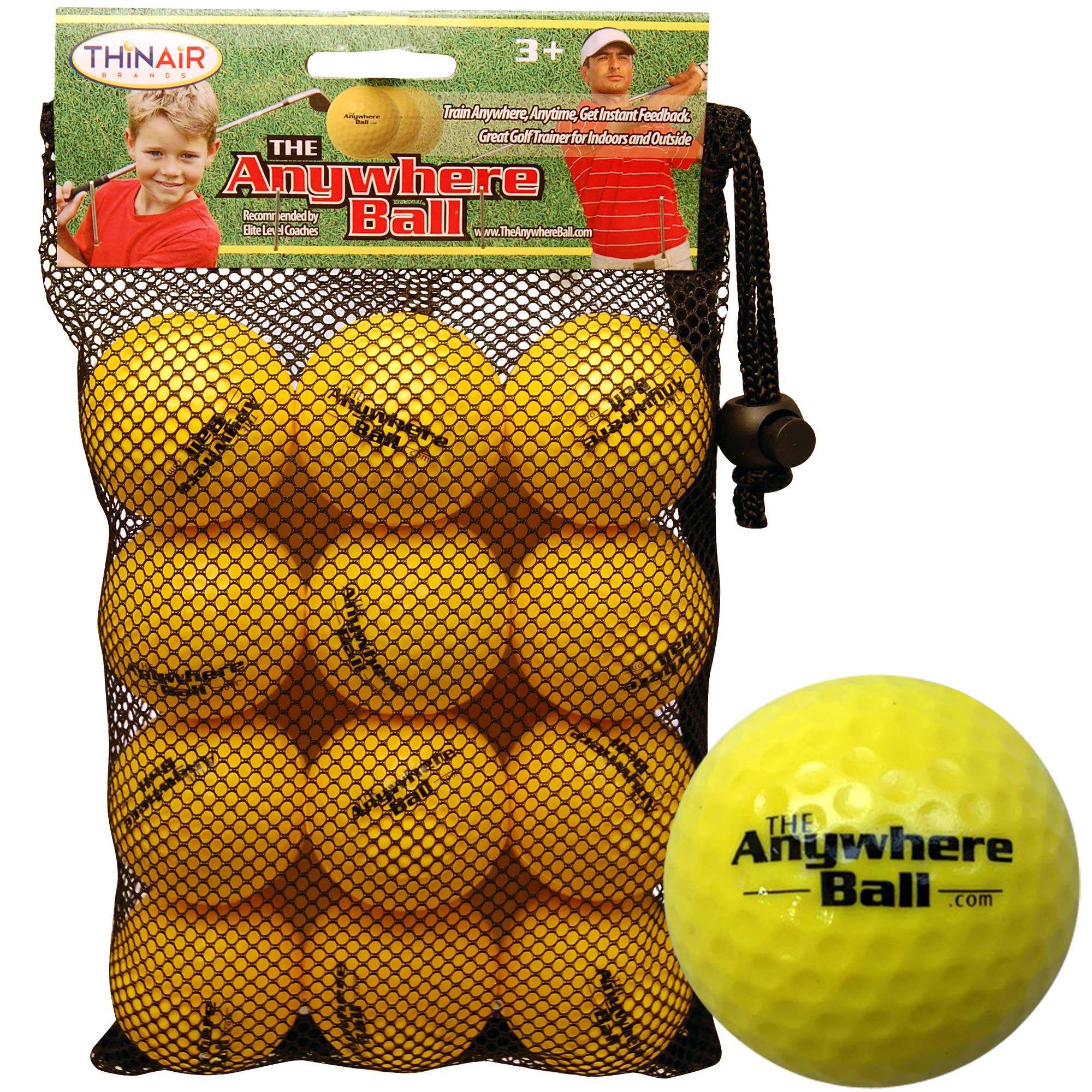 Nature Bound The Anywhere Ball for Golf, Yellow, 12 Pack in Mesh Bag, Designed for Skills Practice and Driving Skills