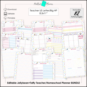 editable jellybean+taffy teacher/homeschool planner bundle