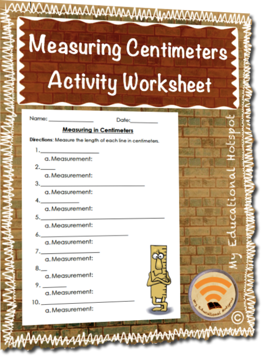 Measuring Centimeters Activity Worksheet Assessment