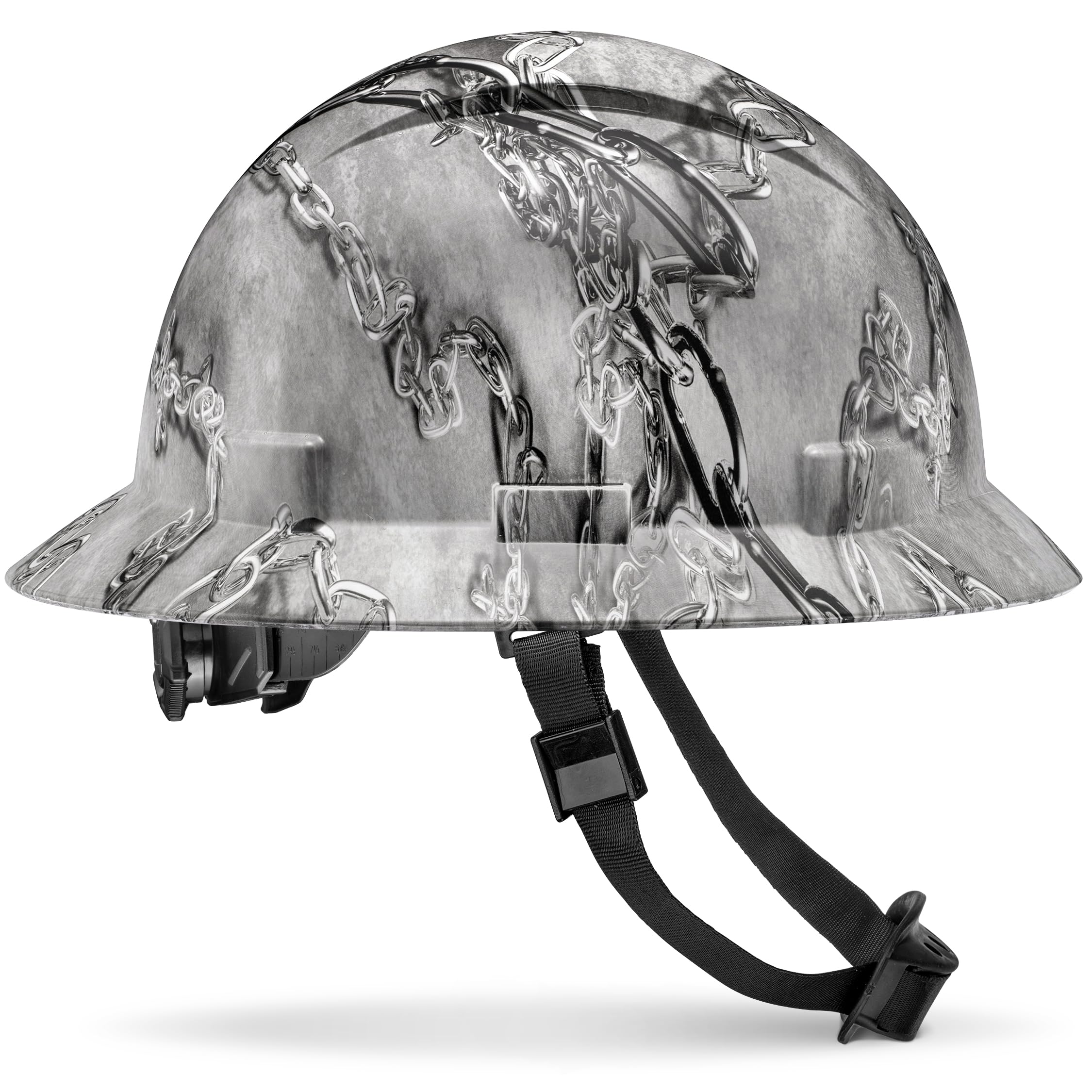 Acerpal Full Brim Non-Vented Chain Art Design Matte Finish OSHA Hard Hat with 6 Point Suspension