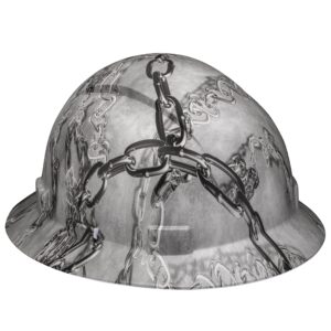 Acerpal Full Brim Non-Vented Chain Art Design Matte Finish OSHA Hard Hat with 6 Point Suspension