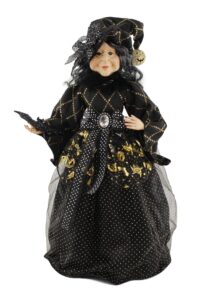 windy hill collection 18" black bat & pumpkin tabletop fabric halloween fall harvest witch collectible figure figurine plastic cone body 911806