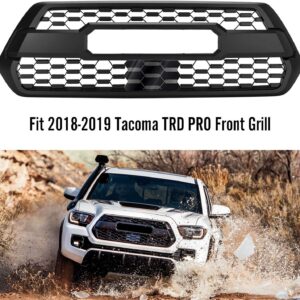 Front Grille Garnish Sensor Cover, Black & Silver, Aftermarket Replacement for 2018-2019 Toyota Tacoma TRD PRO Grille Only Replaces Part # 53141-35060 (Grille Sensor Cover)