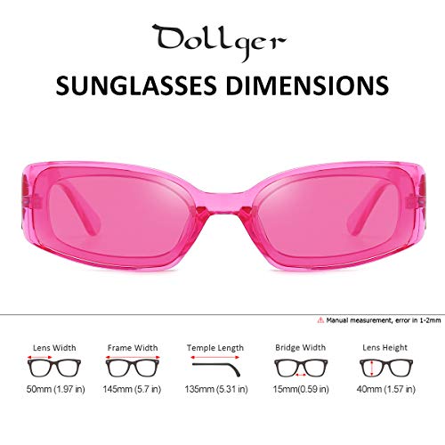 Dollger Rectangle Sunglasses for Women Retro PINK Y2K Sunglasses sugar Party 90s 00s sunglasses Pink