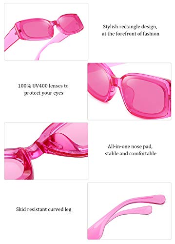 Dollger Rectangle Sunglasses for Women Retro PINK Y2K Sunglasses sugar Party 90s 00s sunglasses Pink