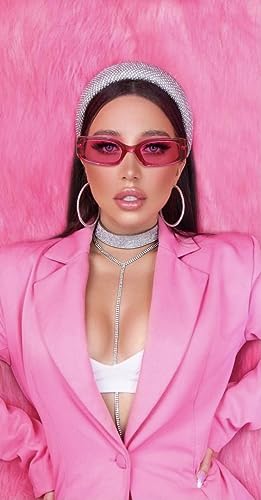 Dollger Rectangle Sunglasses for Women Retro PINK Y2K Sunglasses sugar Party 90s 00s sunglasses Pink