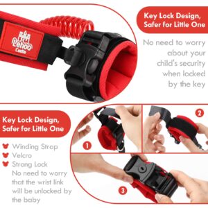 Toddlers Leash for Walking + Anti Lost Wrist Link Safety Wrist 4 in 1 for Toddlers, Child, Babies & Kids, Safety Harness Kids Walking Wristband Assistant Strap Belt (Red Minnie Toddler Leash)