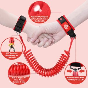 Toddlers Leash for Walking + Anti Lost Wrist Link Safety Wrist 4 in 1 for Toddlers, Child, Babies & Kids, Safety Harness Kids Walking Wristband Assistant Strap Belt (Red Minnie Toddler Leash)