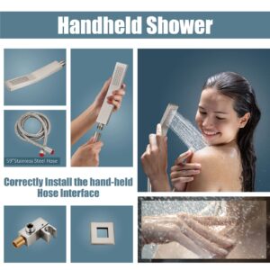 Aolemi Rainfall Shower System 12 Inch Shower Head Brushed Nikcel Combo Set with Handheld Shower Rough-In Valve Included Wall Mount Bathroom Shower Mixer Faucet