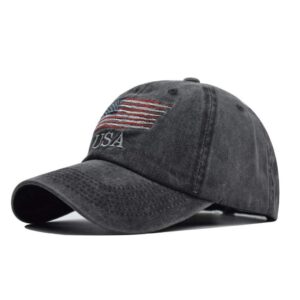 XibeiTrade USA Flag Honor Cotton Baseball Cap Men Women Sports Outdoor Casual Hat (Black)