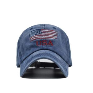 XibeiTrade USA Flag Honor Cotton Baseball Cap Men Women Sports Outdoor Casual Hat (Black)