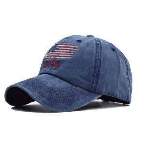 XibeiTrade USA Flag Honor Cotton Baseball Cap Men Women Sports Outdoor Casual Hat (Black)