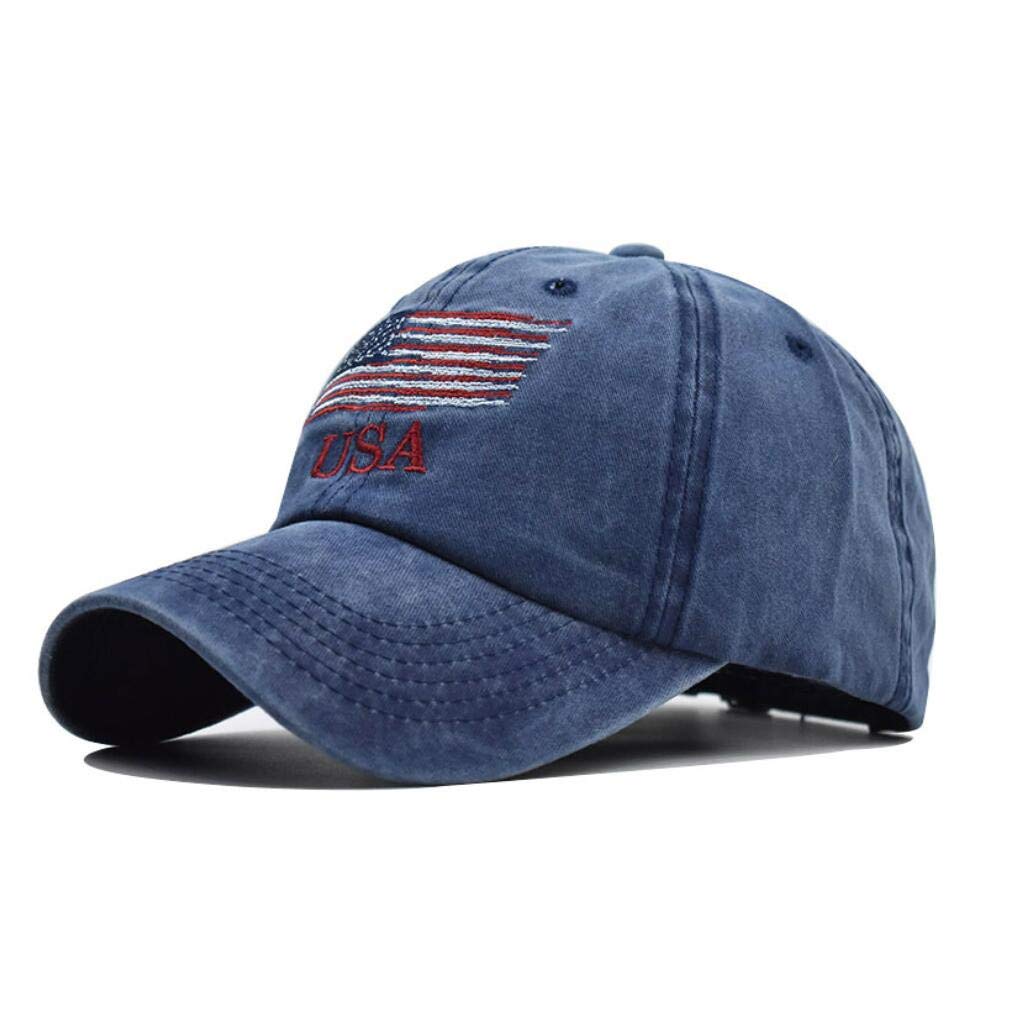 XibeiTrade USA Flag Honor Cotton Baseball Cap Men Women Sports Outdoor Casual Hat (Black)