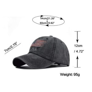 XibeiTrade USA Flag Honor Cotton Baseball Cap Men Women Sports Outdoor Casual Hat (Black)