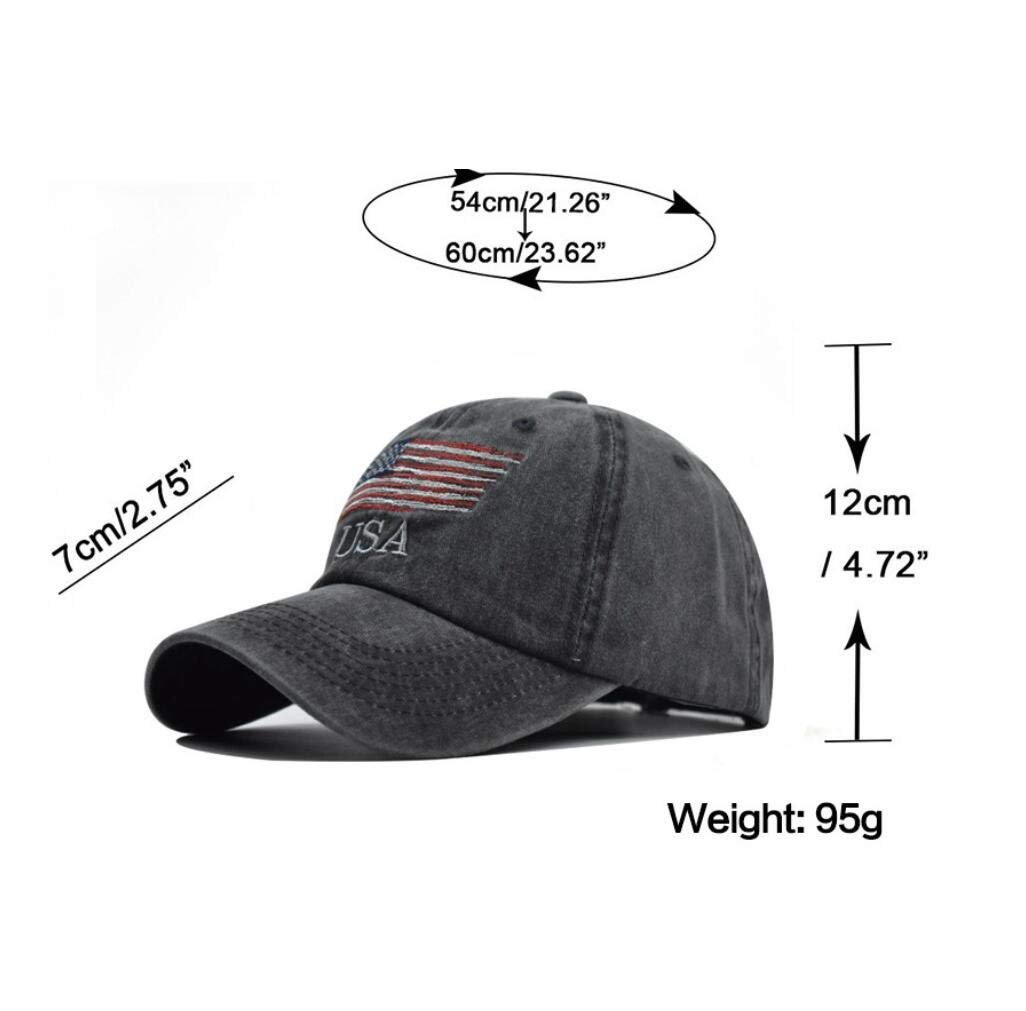 XibeiTrade USA Flag Honor Cotton Baseball Cap Men Women Sports Outdoor Casual Hat (Black)