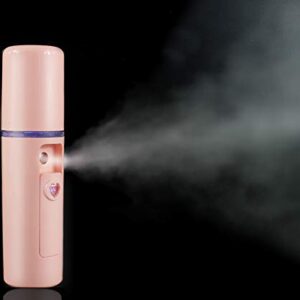 Nano Facial Mister Moisturizing Atomization Humidifier Cool Mist Facial Steamer Handy Mist Sprayer Moisturizing & Hydrating for Skin Care, Makeup, Eyelash Extensions (Pink)