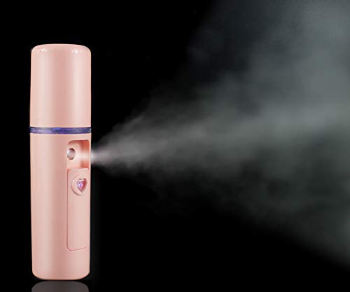 Nano Facial Mister Moisturizing Atomization Humidifier Cool Mist Facial Steamer Handy Mist Sprayer Moisturizing & Hydrating for Skin Care, Makeup, Eyelash Extensions (Pink)