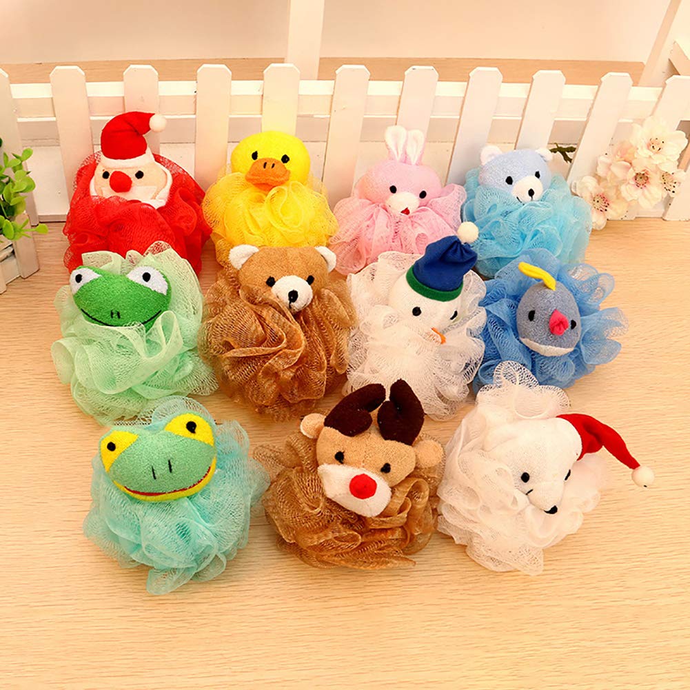 5 Pieces Cute Exfoliating Mesh Pouf Bath Sponge Ball Shower Loofah Loofa Body Scrubber