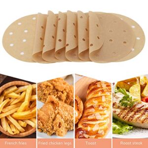 Beasea Air Fryer Parchment Paper, 200pcs 7 Inch Unbleached Air Fryer Disposable Paper Liners Filter Paper Perforated Parchment Paper Bamboo Steamer Papers for Air Fryer and Steaming Basket