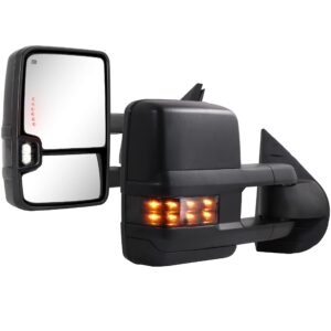 towing mirrors for 2007 2008 2009 2010 2011 2012 2013 chevy silverado suburban tahoe avalanche gmc sierra yukon with power glass turn signal light backup lamp heated extendable pair