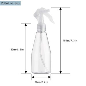 dedoot Clear Spray Bottle for Hair, Plant Mister Spray Bottle, 2 Pack Empty Small 7oz Plastic Refillable Trigger Sprayer, Leak Proof Spray Bottles for Cleaning Solutions, Hair Care, Essential Oils