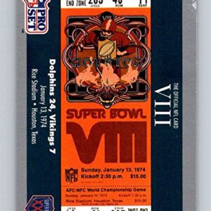 1990 Pro Set Super Bowl 160 Football #8 SB VIII Ticket Official Standard Sized NFL Trading Card