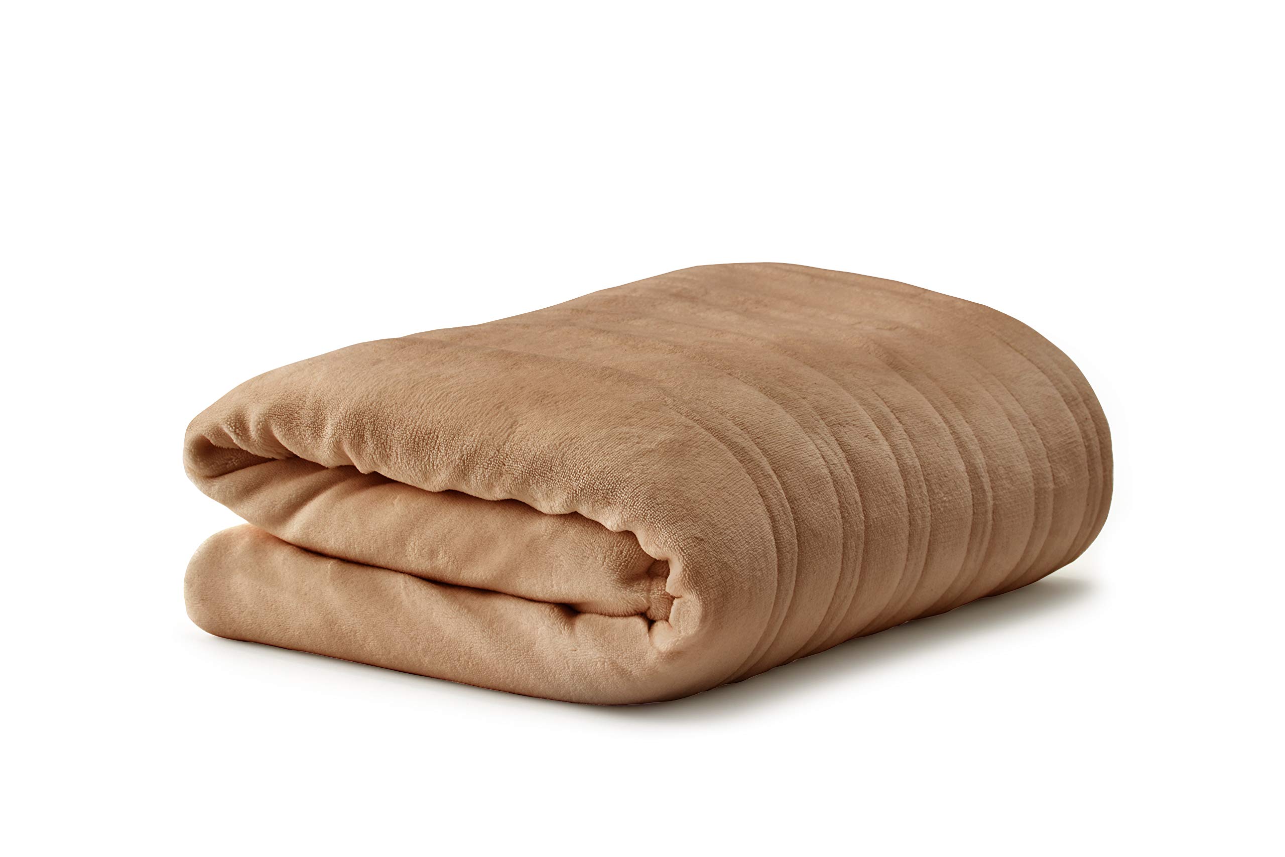 Eddie Bauer - Queen Heated Blanket, Soft Brushed Microplush Electric Blanket, Warm & Cozy Bedding (Cabin Comfort Khaki, Queen)