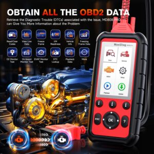 Autel MaxiDiag MD808 Pro OBD2 Scanner: Level-up of MD808 MD806 MD802, All System Diagnostic Tool, 7 Reset Service Oil/EPB/SAS/BMS/Throttle, Full 12 OBDII Modes, AutoScan Live Data Lifetime Free Update