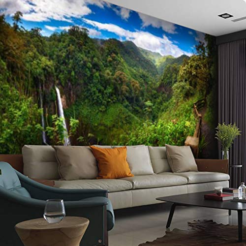 catarata del toro waterfall with surrounding mountains in costa rica Canvas Print Wallpaper Wall Mural Self Adhesive Peel & Stick Wallpaper Home Craft Wall Decal Wall Poster Sticker for Living Room