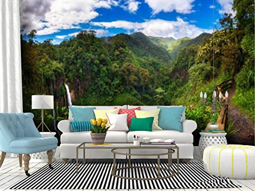 catarata del toro waterfall with surrounding mountains in costa rica Canvas Print Wallpaper Wall Mural Self Adhesive Peel & Stick Wallpaper Home Craft Wall Decal Wall Poster Sticker for Living Room