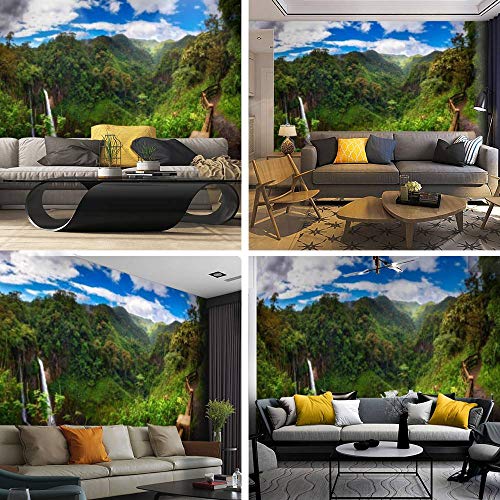 catarata del toro waterfall with surrounding mountains in costa rica Canvas Print Wallpaper Wall Mural Self Adhesive Peel & Stick Wallpaper Home Craft Wall Decal Wall Poster Sticker for Living Room