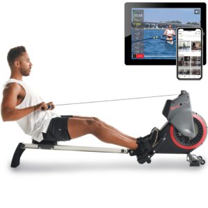 air & magnetic rowing machine with on demand coaching|14 levels dual resistance| by fitness reality