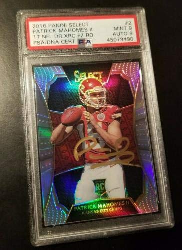 Patrick Mahomes 2016 Panini Select Redemption Prizm RC PSA MINT 9 AUTO 9 1/1 MVP - Football Slabbed Autographed Cards