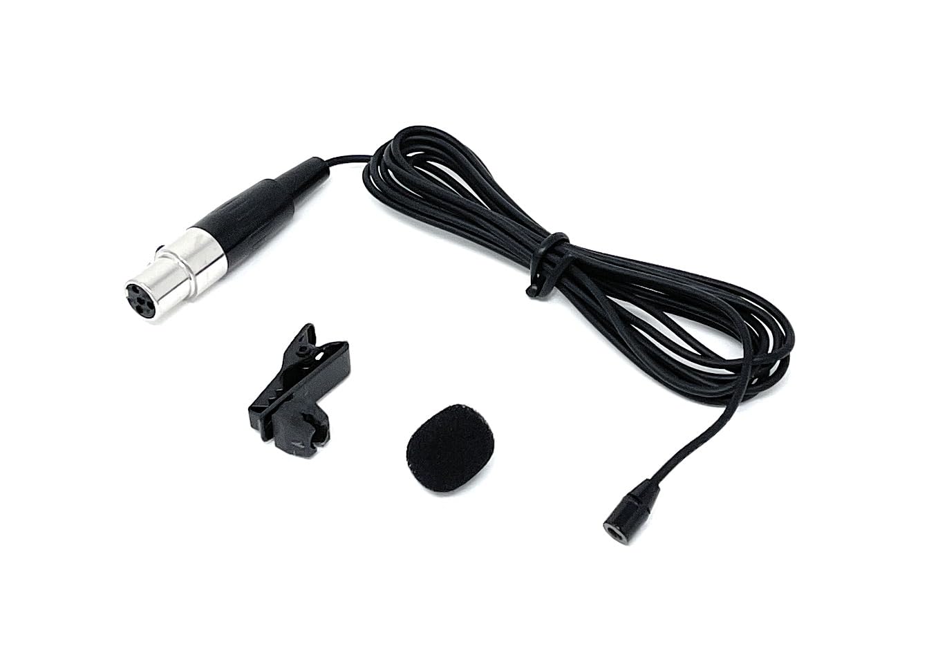 Black Lavalier Lapel Microphone Mic w/ 4 pin Mini XLR TA4F for Shure Wireless