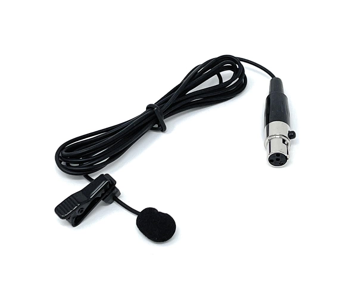 Black Lavalier Lapel Microphone Mic w/ 4 pin Mini XLR TA4F for Shure Wireless