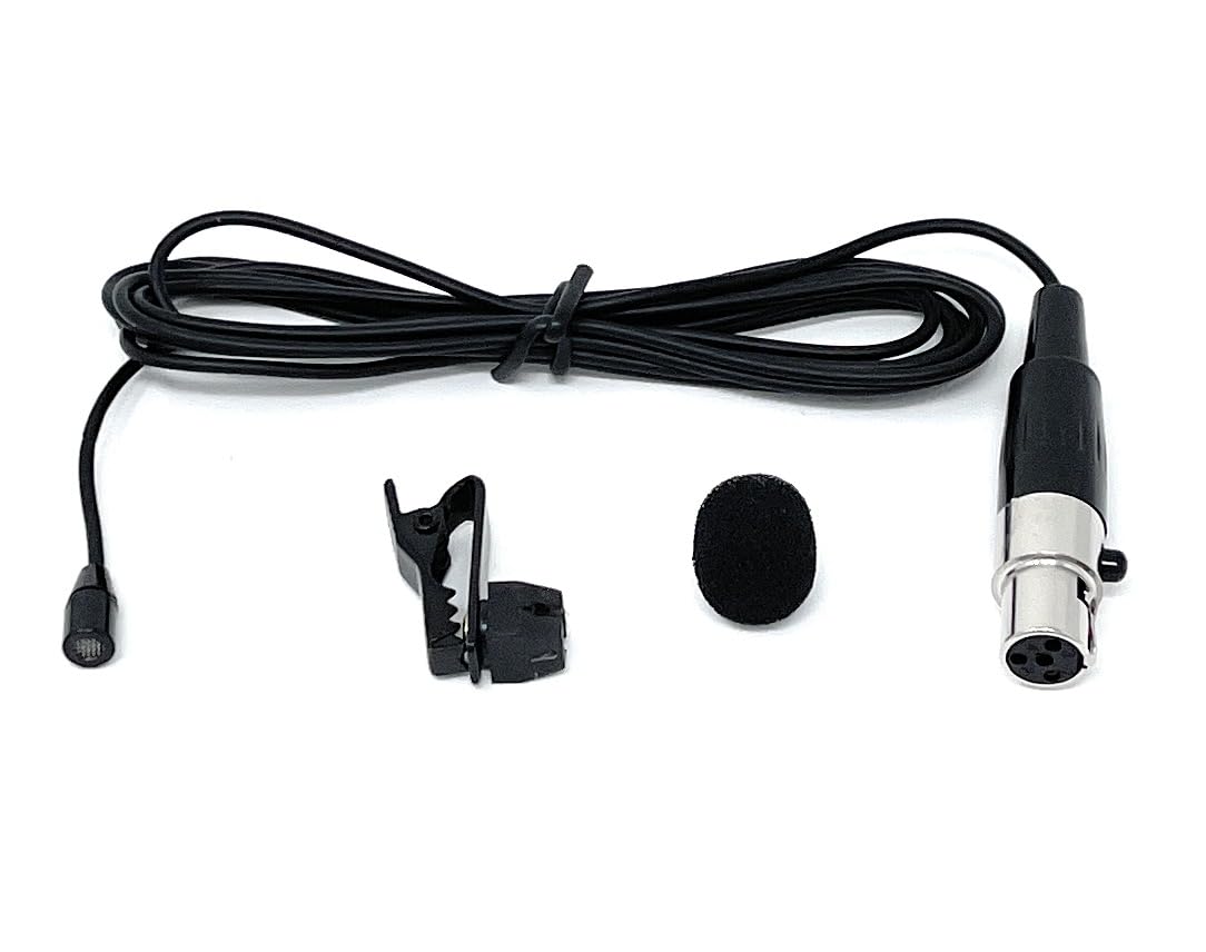 Black Lavalier Lapel Microphone Mic w/ 4 pin Mini XLR TA4F for Shure Wireless