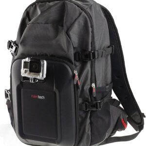 Navitech Action Camera Backpack & Red Storage Case with Integrated Chest Strap - Compatible with The AKASO EK7000 Pro Action Camera