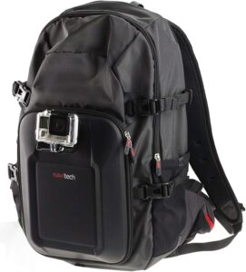 navitech action camera backpack & red storage case with integrated chest strap - compatible with the veho muvi kx-2 pro 4k action camera