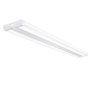 antlux 4ft led light fixtures 50w wraparound led light 5500lm, 4000k neutral white, ultra slim 48 inch office ceiling wrap light flush mount, 4 foot led shop light for garage, kitchen, workshop