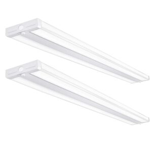 antlux 4ft led wraparound light fixture 50w ultra slim wrap around lights, 5500lm, 4000k, 4 foot led shop lights for garage, kitchen, office, gym, surface or suspended, fluorescent replacement, 2 pack