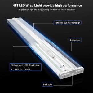 AntLux 4FT LED Wraparound Light Fixture 50W Ultra Slim Wrap Around Lights, 5500lm, 4000K, 4 Foot LED Shop Lights for Garage, Kitchen, Office, Gym, Surface or Suspended, Fluorescent Replacement, 2 Pack