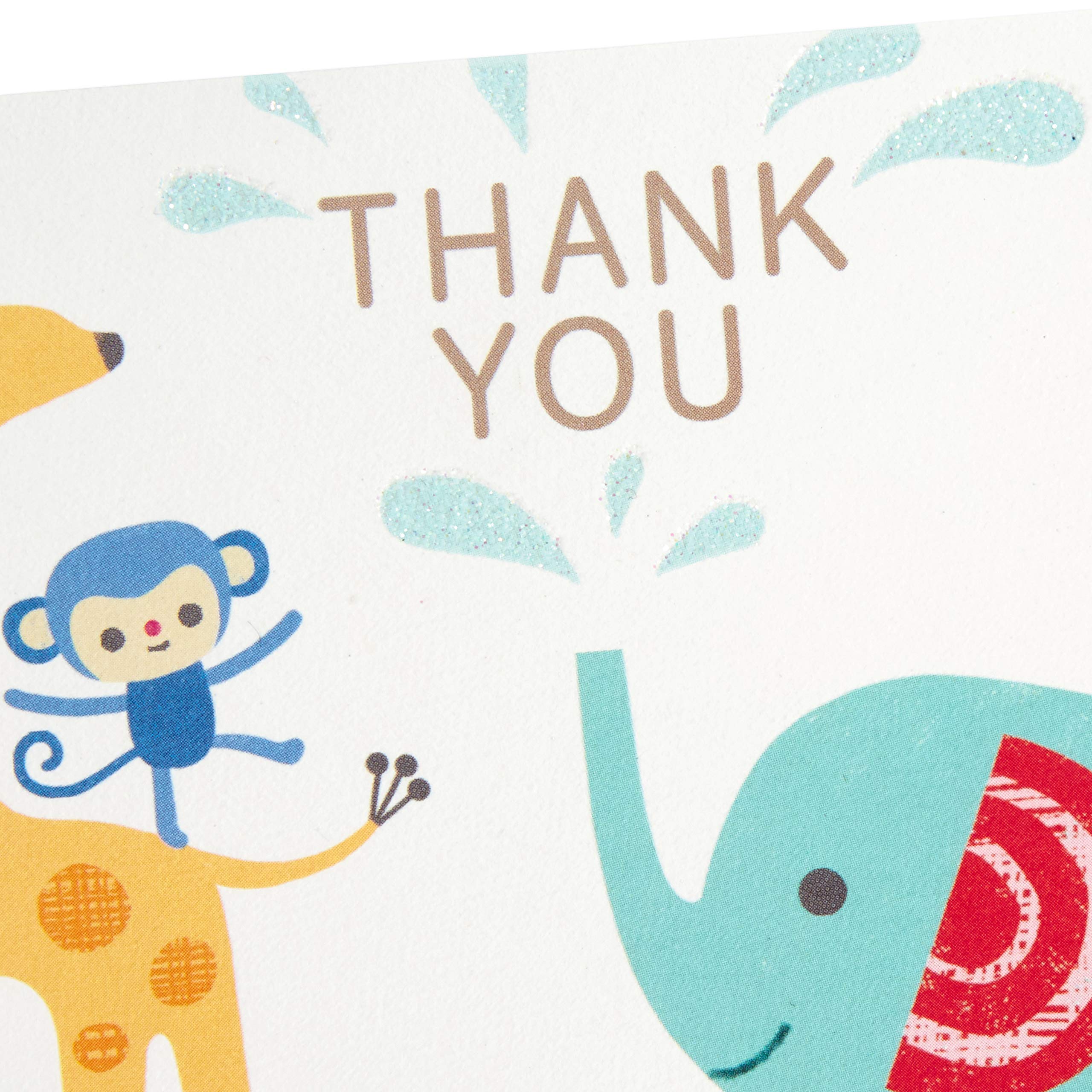 Hallmark Baby Shower Thank You Cards Assortment, Zoo Animals (50 Cards with Envelopes for Baby Boy or Baby Girl) Elephant, Giraffe, Monkey