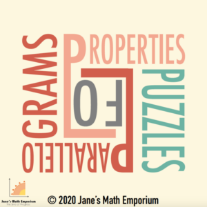 properties of parallelograms: puzzles - area of shaded regions