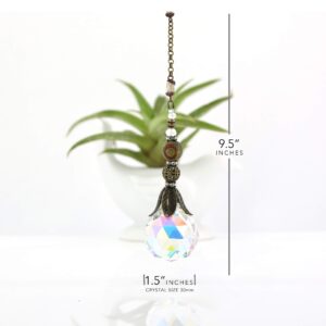 Handcrafted, Simple, Boho Sun Catcher (30mm) Crystal Hanging for Windows, Home, Garden Decor, Gift, Mom, Family, Friend, (Qty of 1, Hanging Length: 9.5 inches) | 2 Dirty Birds Boutique