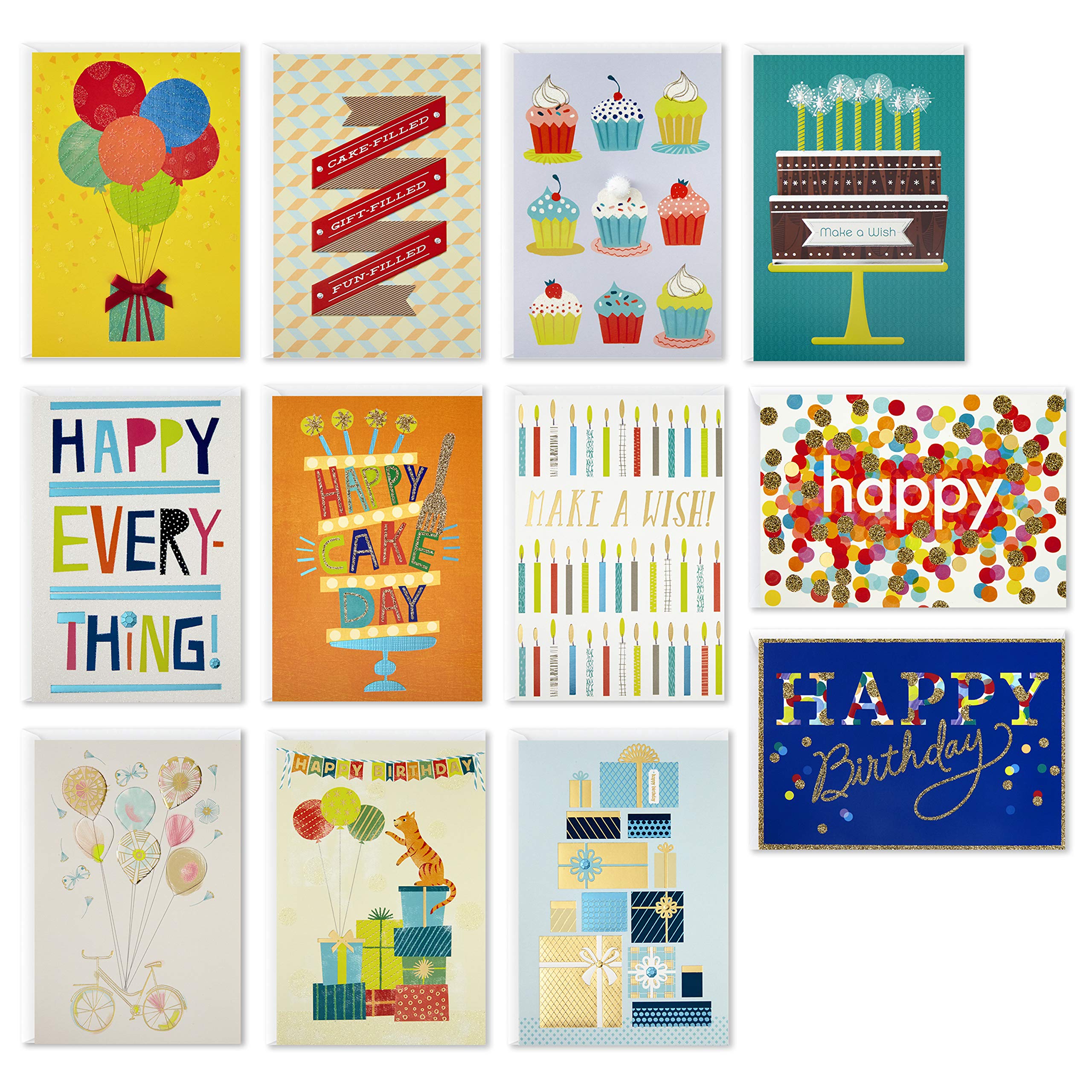 Hallmark Handmade Birthday Cards Assortment, Happy Cake Day (12 Cards with Envelopes)