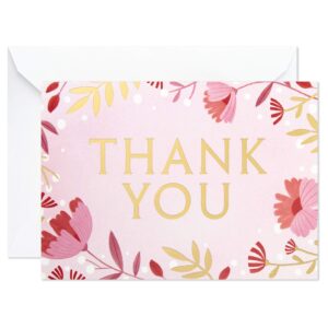 Hallmark Wedding, Baby Shower, Bridal Shower Thank You Cards (Pink Flowers, 40 Thank You Notes and Envelopes)