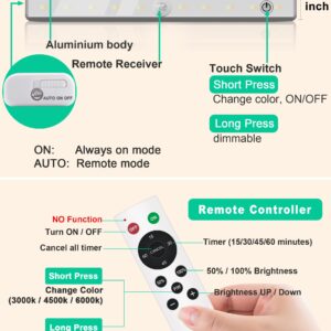 Anbock Under Cabinet Lighting Remote Control 6 Packs 20 LEDs Rechargeable Touch Lights with Timer Dimmer 3 Colors Wireless Install Easily, Perfect for Stairs Kitchen Kids Room Under Counter Closets