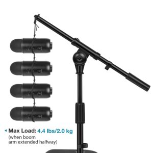 InnoGear Adjustable Desk Microphone Stand, Weighted Base with Soft Grip Twist Clutch, Boom Arm, 3/8/'' and 5/8/'' Threaded Mounts for Blue Yeti and Blue Snowball, Kick Drums, Guitar Amps, Black