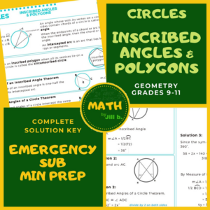 inscribed angles & polygons in circles geometry math handout lesson worksheet distance learning