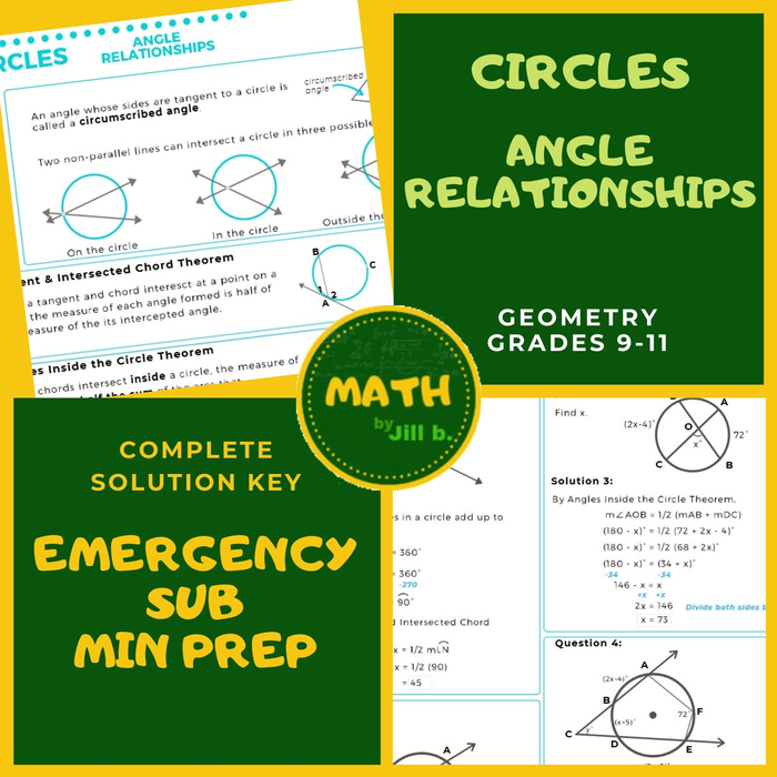 Geometry Angle Relationships in Circles Handout Lesson Worksheet Emergency Distance Learning